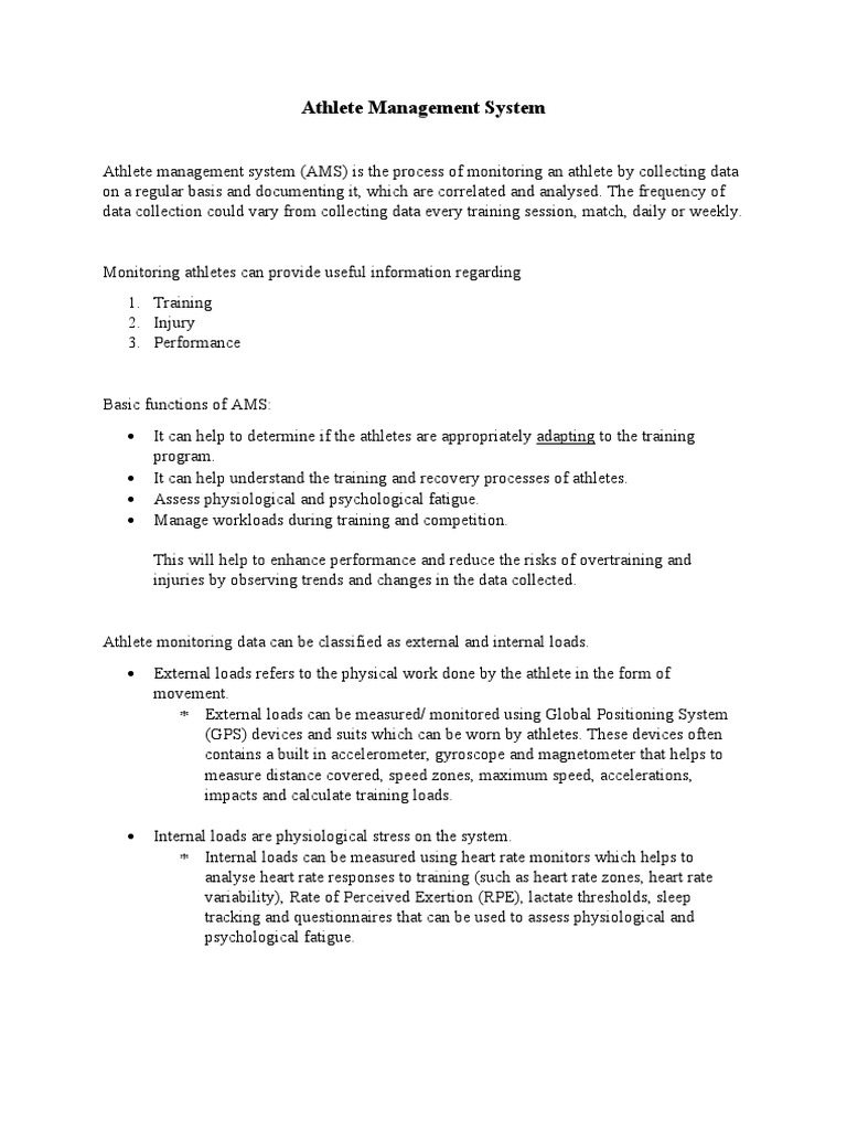 Athlete Management System | PDF | Accelerometer | Global Positioning System