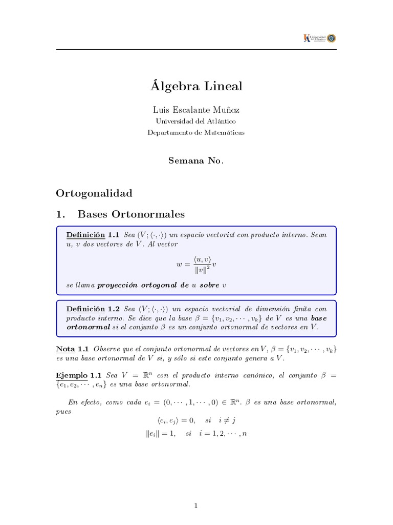 Semana 9 - Álgebra Lineal | PDF | Base (álgebra lineal) | Espacio vectorial