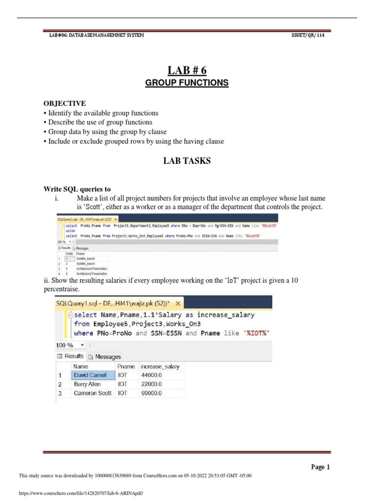 Group Functions: Objective | PDF | Databases | Sql