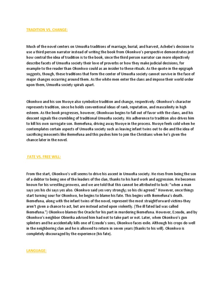 Themes Things Fall Apart | PDF | Masculinity