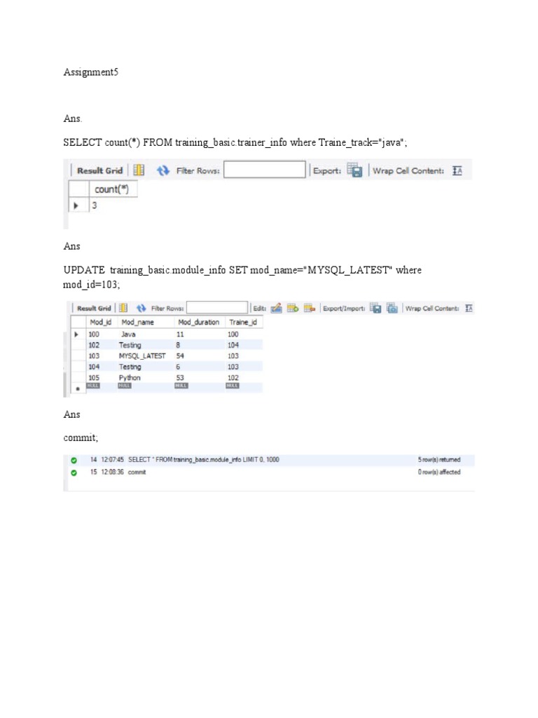 SQL Assignment 5 | PDF
