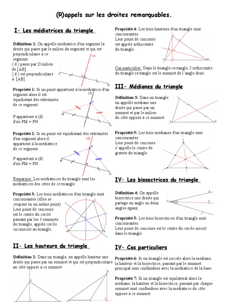 Droites Remarquables | PDF | Triangle | Géométrie euclidienne