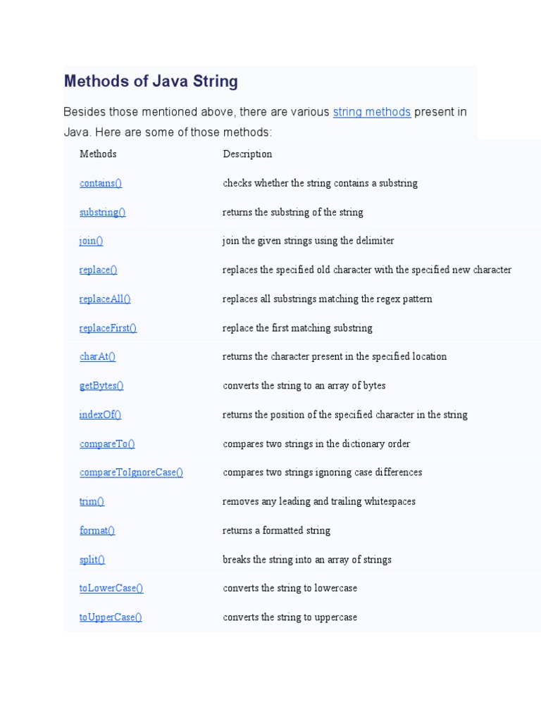 Methods of Java String | PDF
