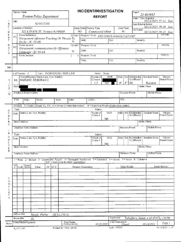 Madaio Police Report Redacted | PDF
