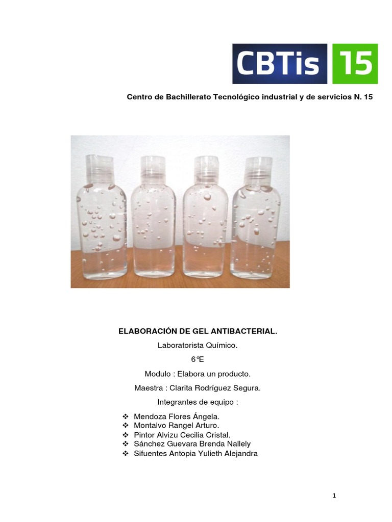 Elaboración de Gel Antibacterial Casero | PDF | Etanol | Agua