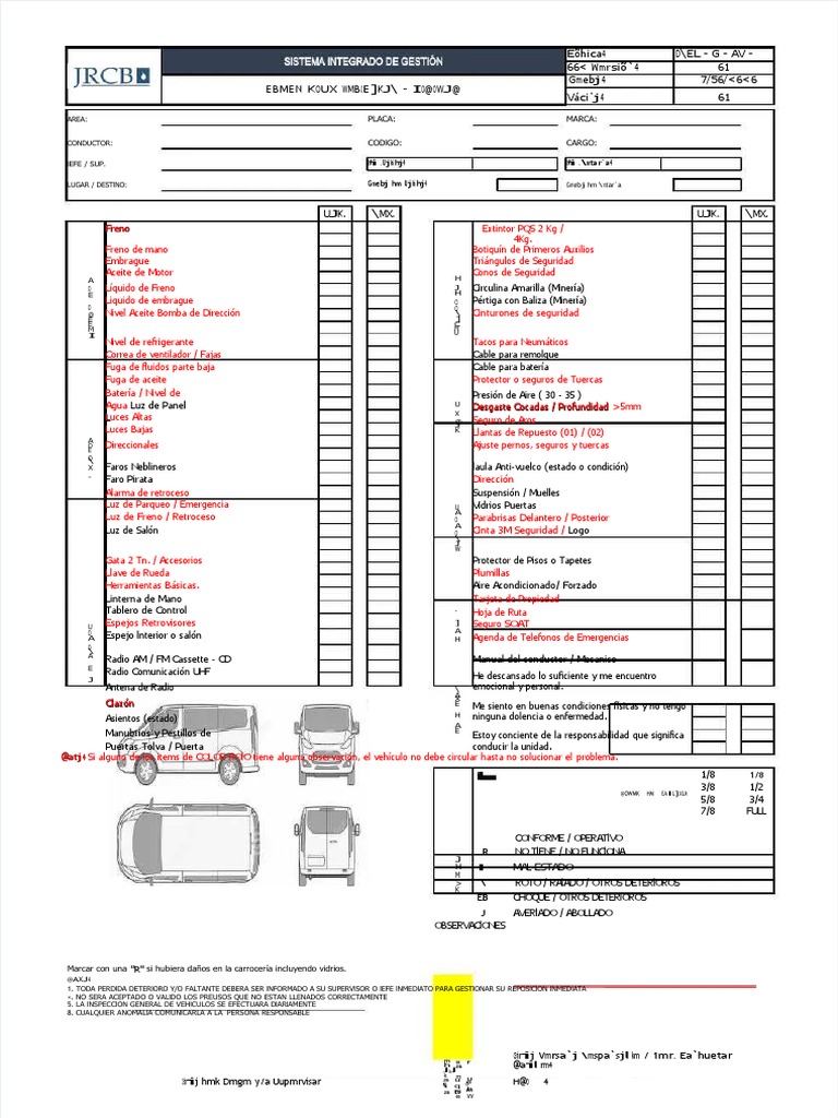 PDF Formato de Check List Vehicular Minivan | PDF | Bienes manufacturados | Coche