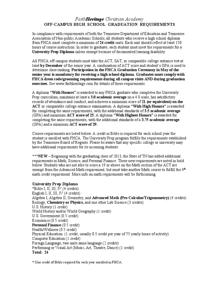 New Grad. Requirements | PDF | Act (Test) | High School Diploma