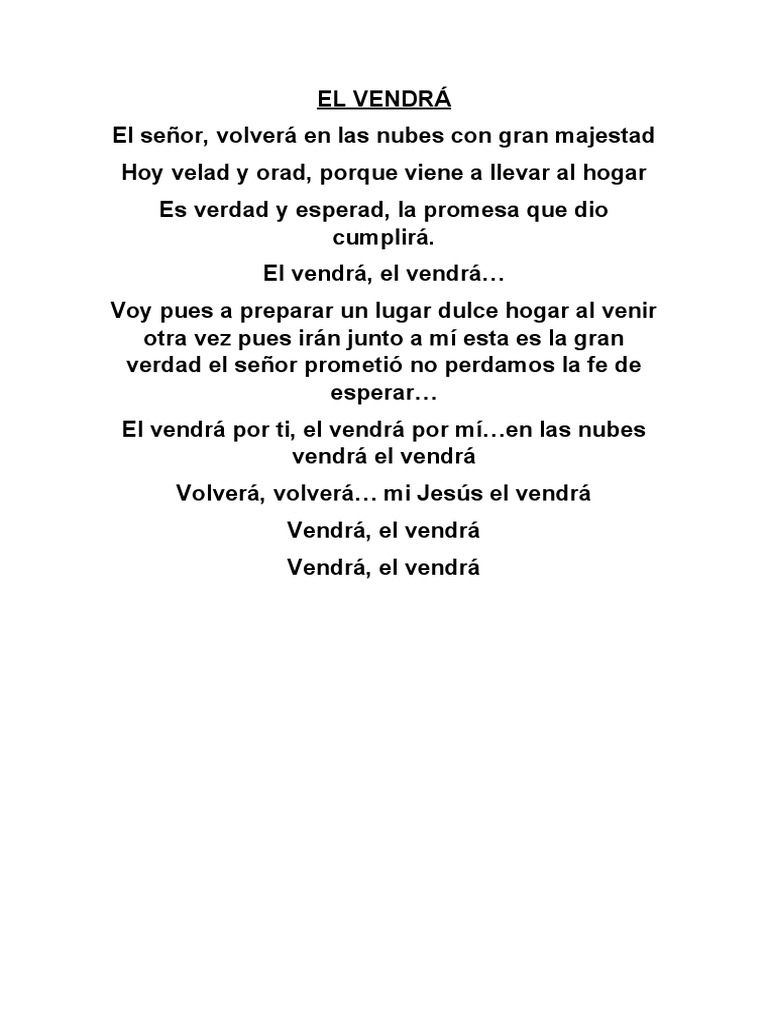 Letras de Coro El Vendrá | PDF