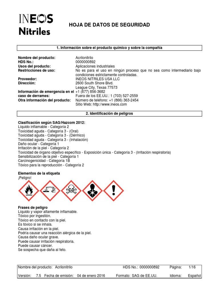 MSDS An Ineos | PDF | Agua | Oxígeno
