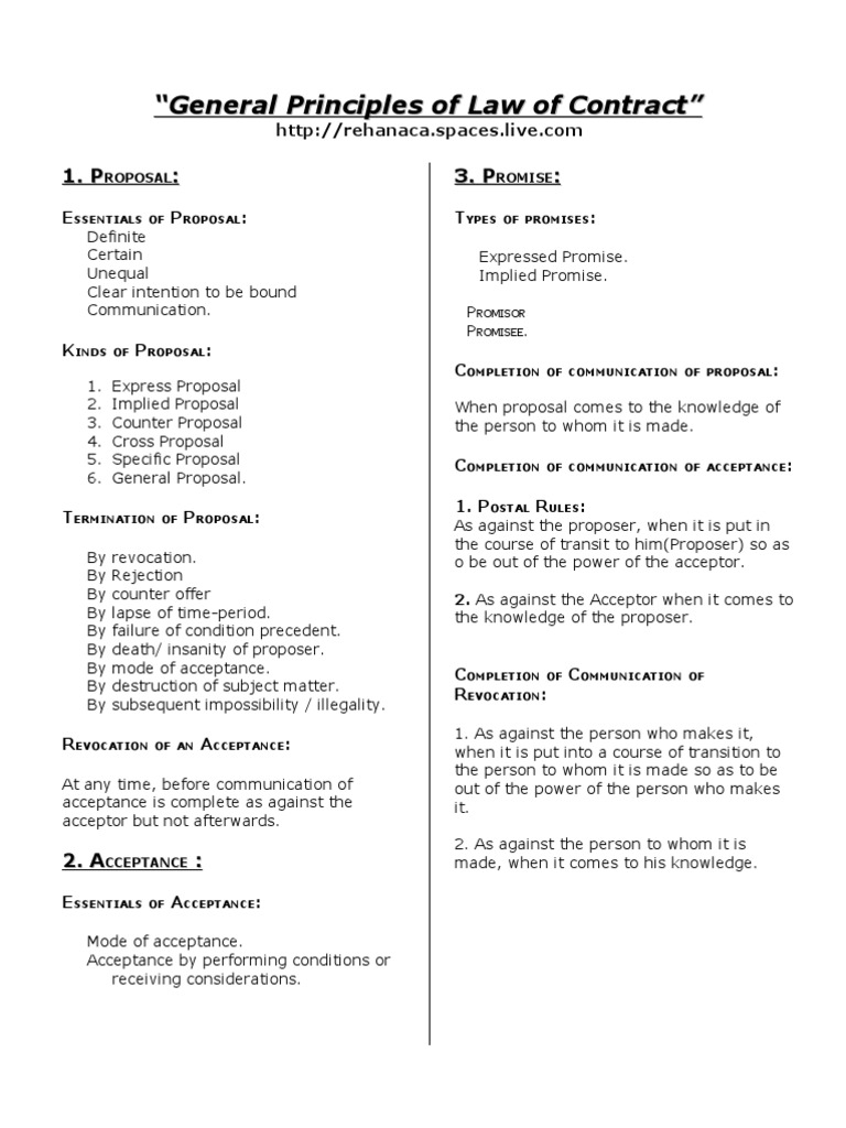 General Principles of Law of Contract | Download Free PDF | Law Of ...