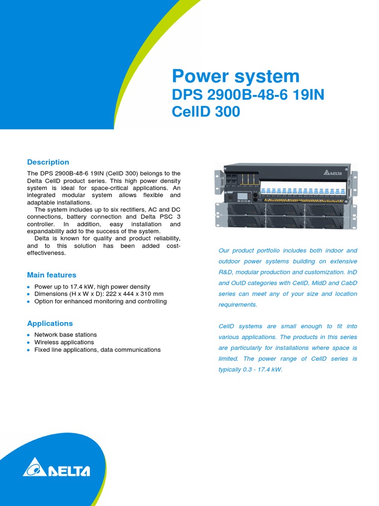 Power System: Dps 2900B-48-6 19in Celld 300 | PDF | Rectifier | Alternating Current