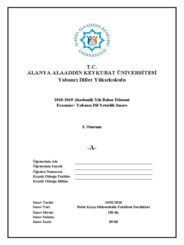 Erasmus Sample Exam With Answers | PDF