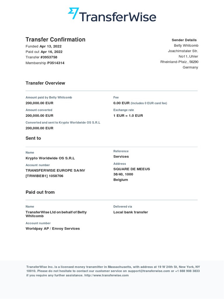 Transfer Confirmation | PDF | Banking | Services (Economics)