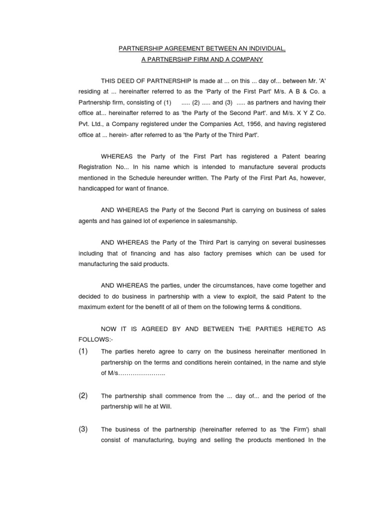 Partnership Agreement for Patent Exploitation | PDF | Partnership | Expense