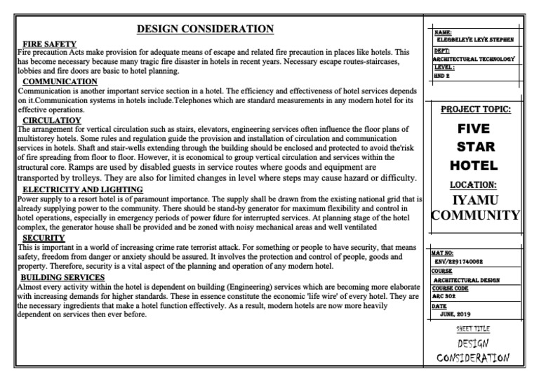 Final Project Design of Five Star Hotel. II | Download Free PDF ...