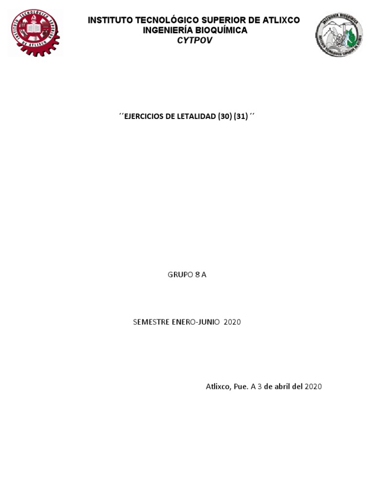 Ejercicios de Letalidad 2020 - Grupo 8A | PDF
