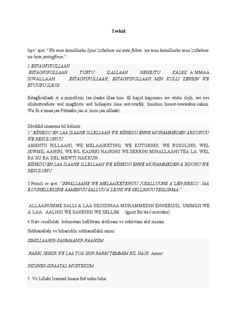 Zikr Za Tevhid | PDF