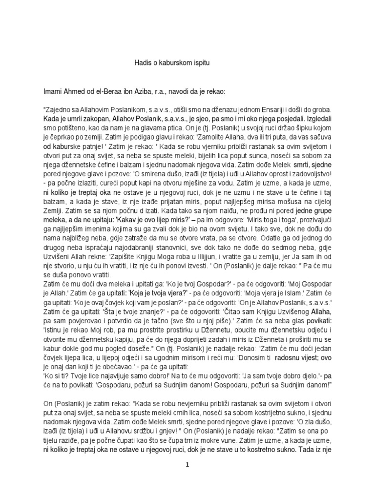 Hadis o Kaburskom Ispitu | PDF