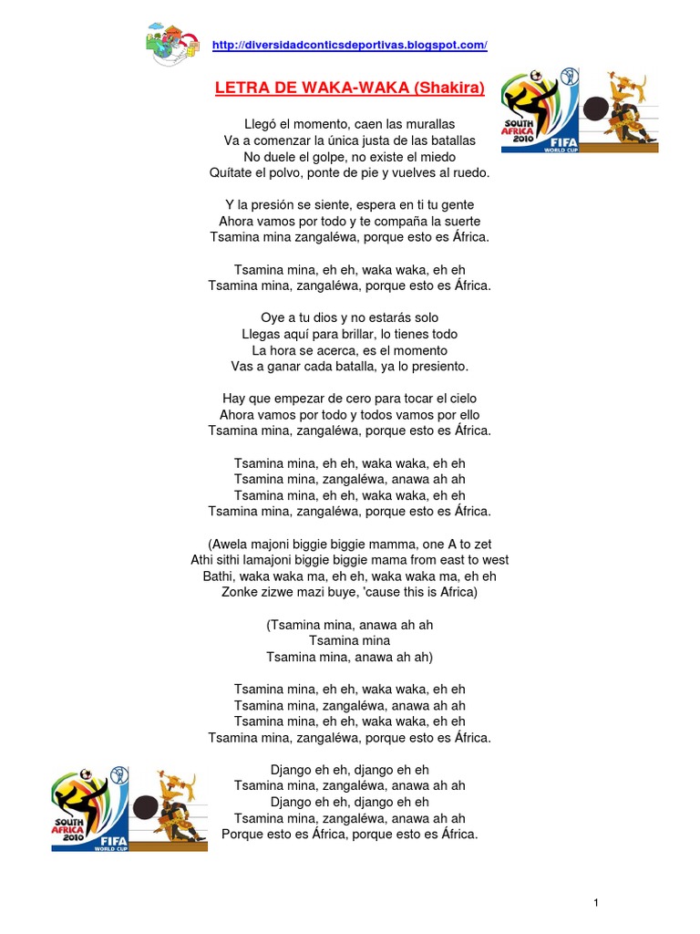 Letra de Waka Waka en Español | PDF