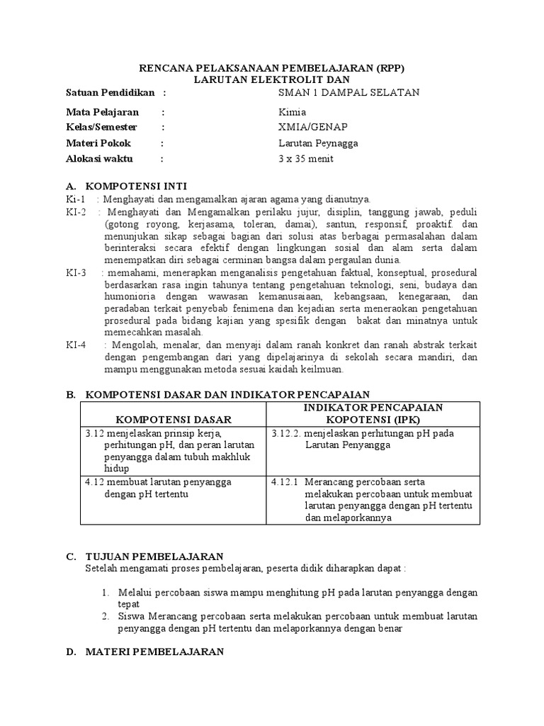 RPP Larutan Penyangga | PDF