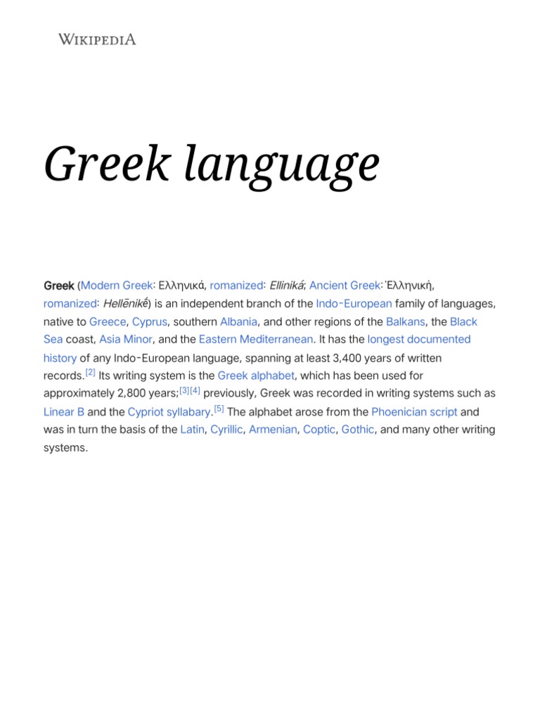 Greek Language Overview and History | PDF | Greek Language ...