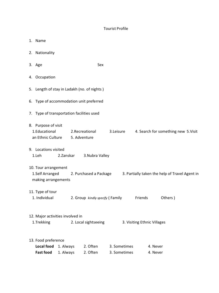 Tourist Profile | PDF | Tourism | Behavioural Sciences