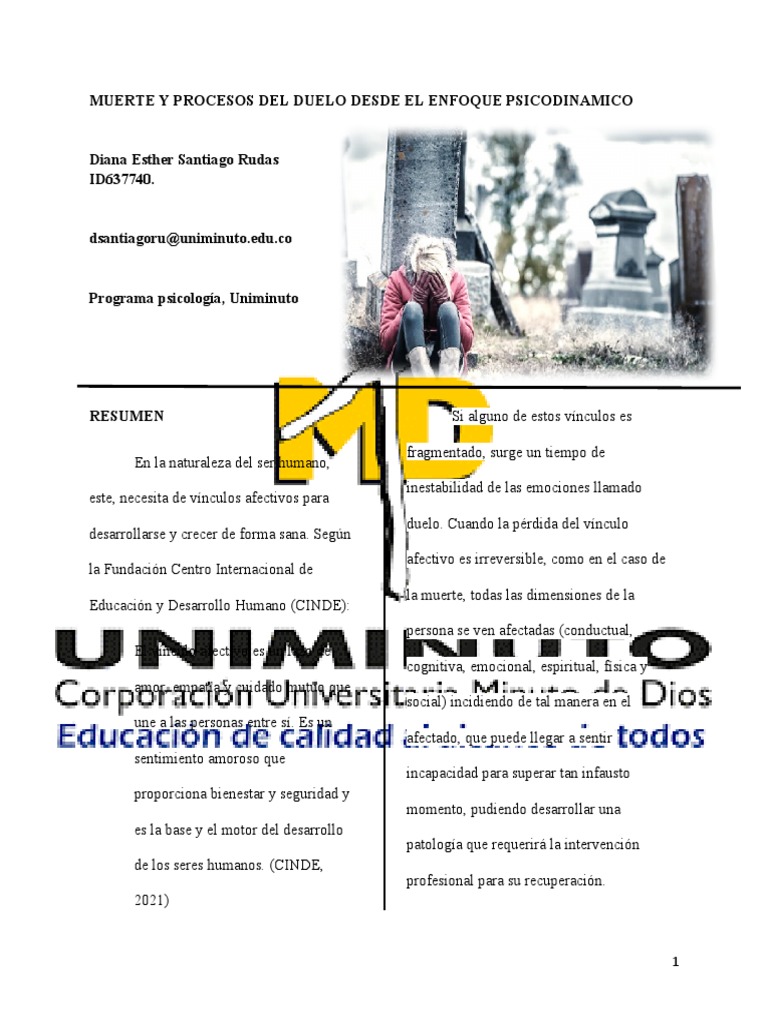Muerte y Procesos Del Duelo Desde El Enfoque Psicodinamico 1 | PDF ...