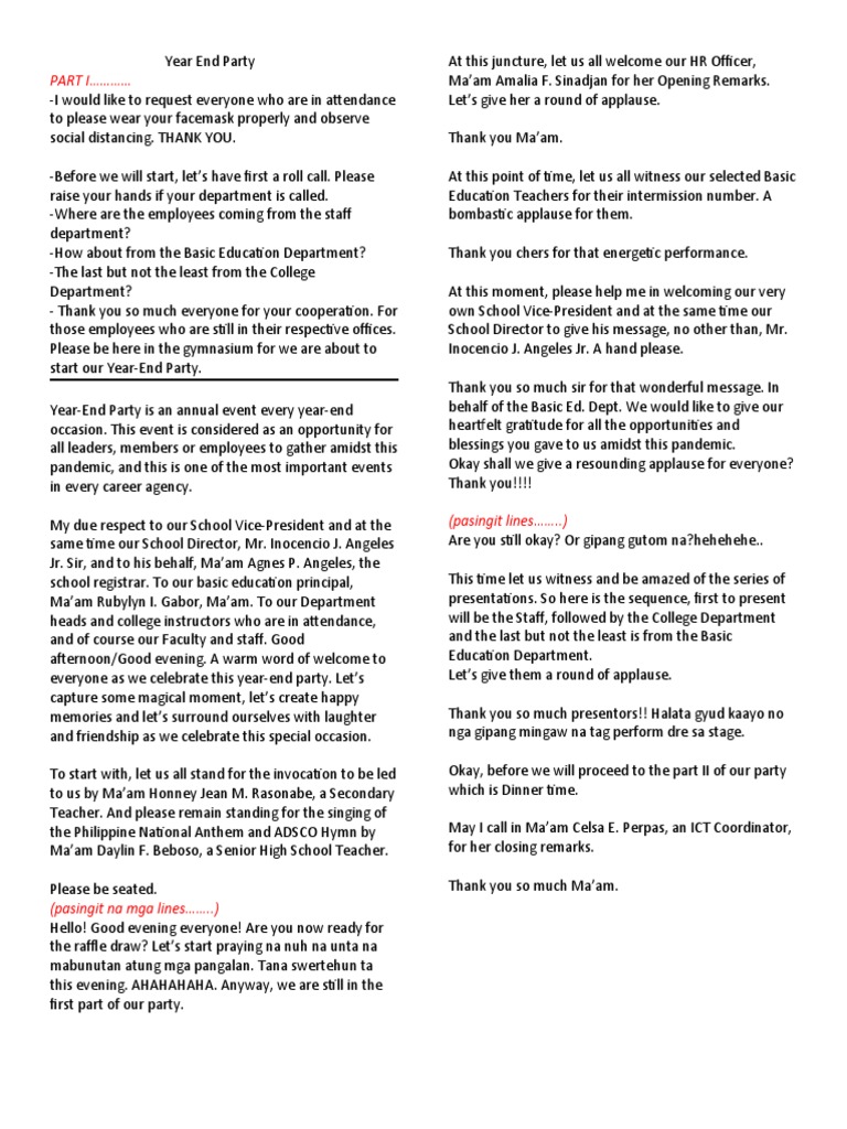 Year End Party SCRIPT | PDF