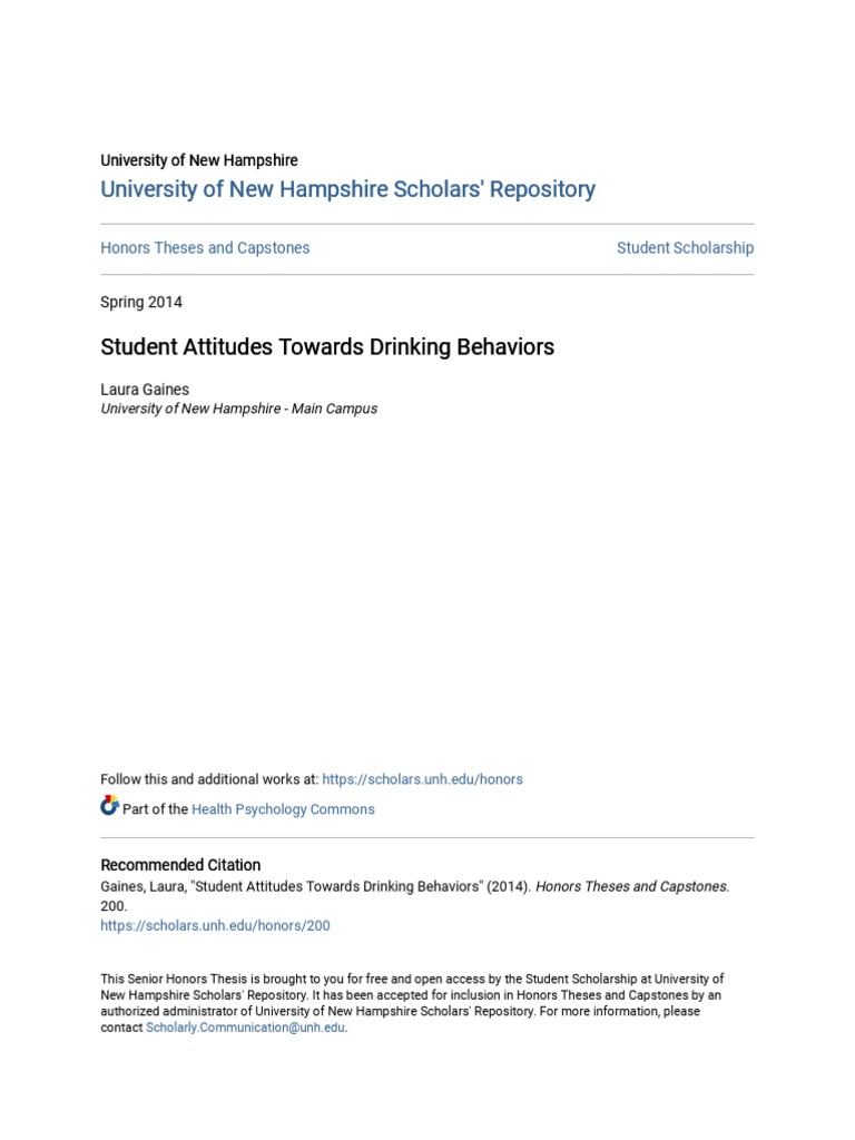 Student Attitudes Towards Drinking Behaviors | PDF | Attitude (Psychology) | Adolescence
