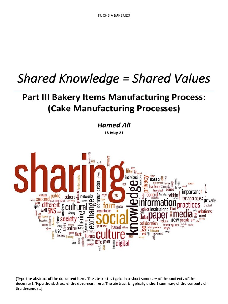 Cake Manufacturing Processes Pdf Cakes Humidity