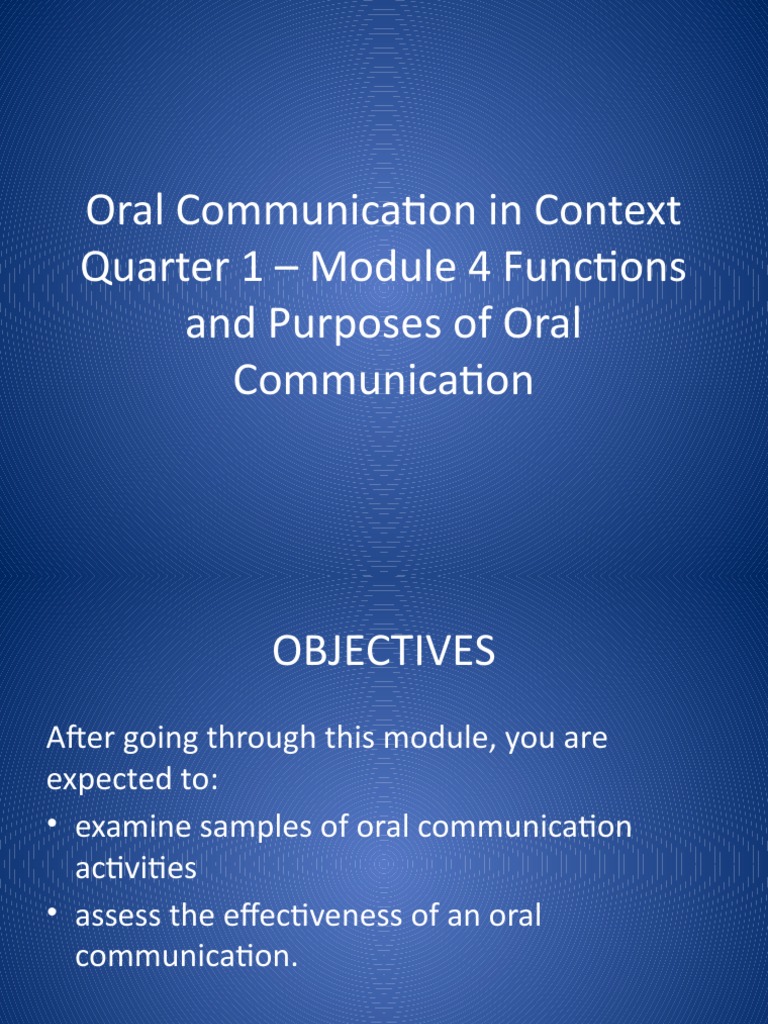Oral Communication Module 4 | PDF | Communication | Nonverbal Communication