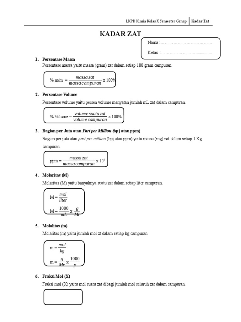 LKPD Kadar Zat | PDF