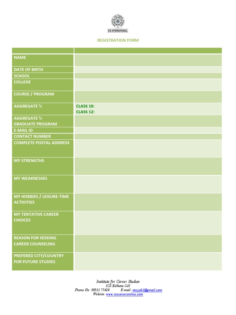 Ics Registration Form (C) | PDF