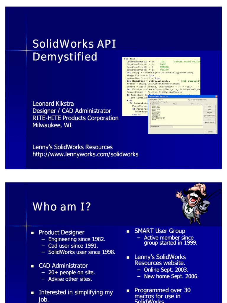 10 06 Solid Works Api Demystified Pdf Application Programming Interface Macro Computer