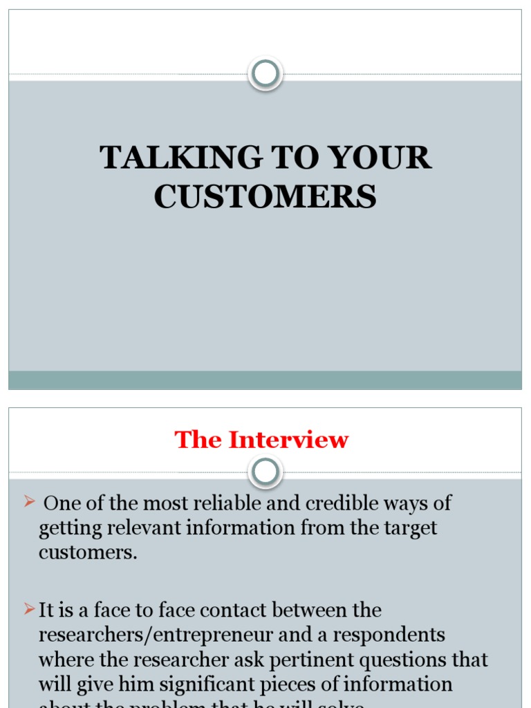 Talking To Your Customers | PDF | Focus Group | Sampling (Statistics)