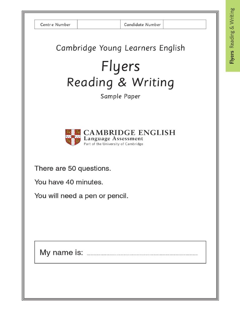 Flyers Mock Test 2021 - Reading and Writing | PDF
