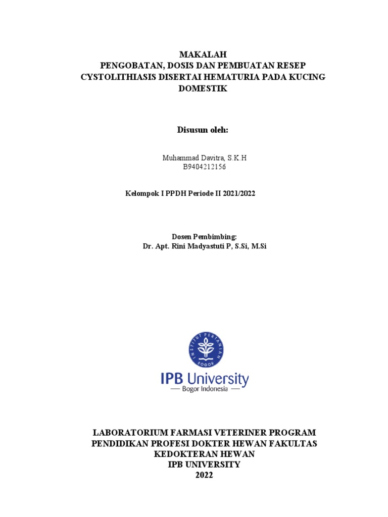 Muhammad Davitra - B9404212095 - Cystolithiasis Disertai Hematuria Pada ...