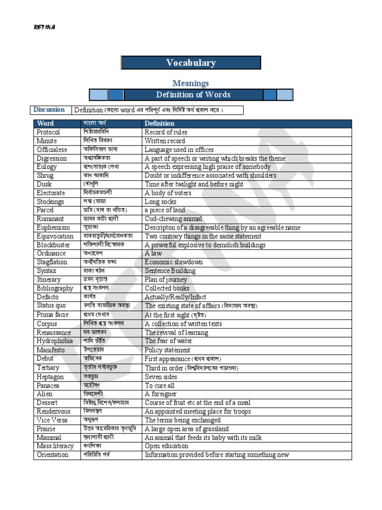 Vocabulary: Definition of Words | PDF