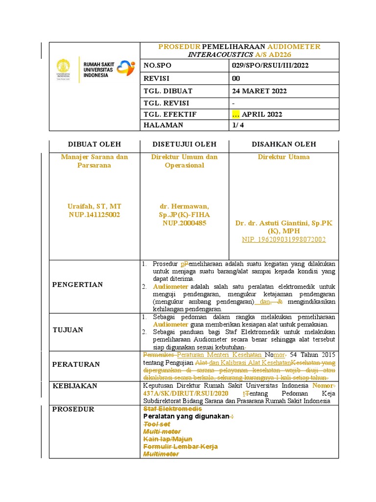 Prosedur Pemeliharaan Audiometer AD226 | PDF | Komputer