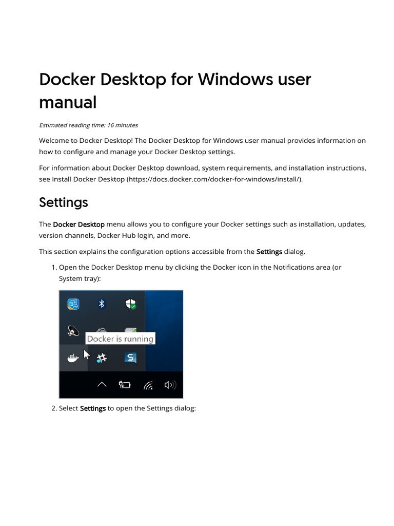 Docker Desktop For Windows User Manual - Docker Documentation | PDF ...