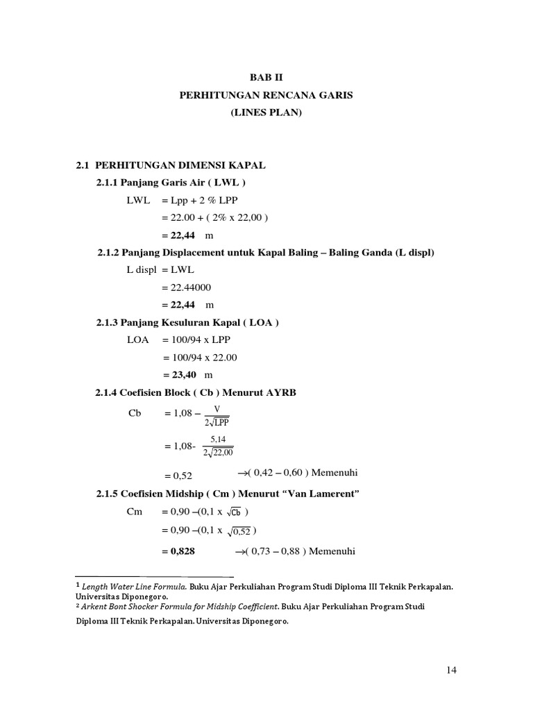 Perhitungan Dimensi dan LCB Kapal | PDF | Metode & Bahan Ajar