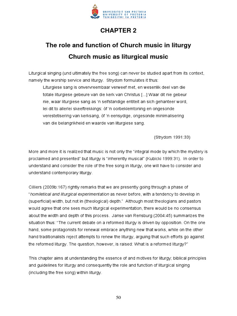 The Role and Function of Church Music in Liturgy Church Music As ...