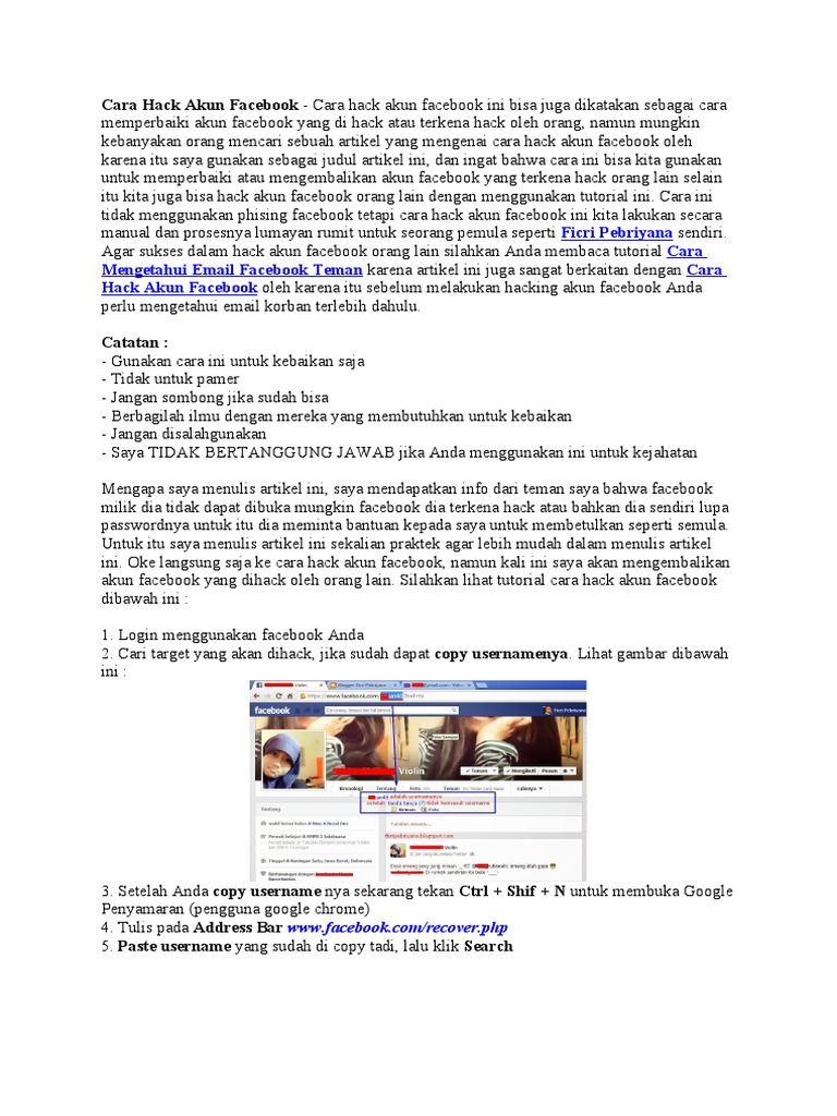 Cara Hack Akun Facebook | PDF
