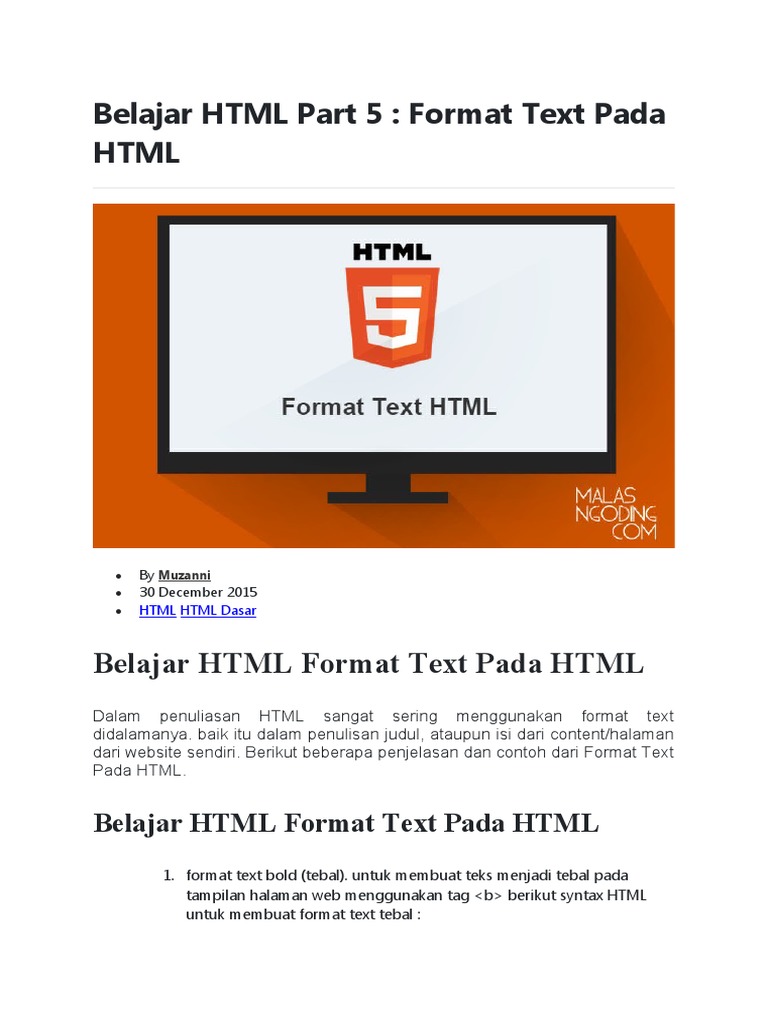 Belajar HTML Part 5 | PDF
