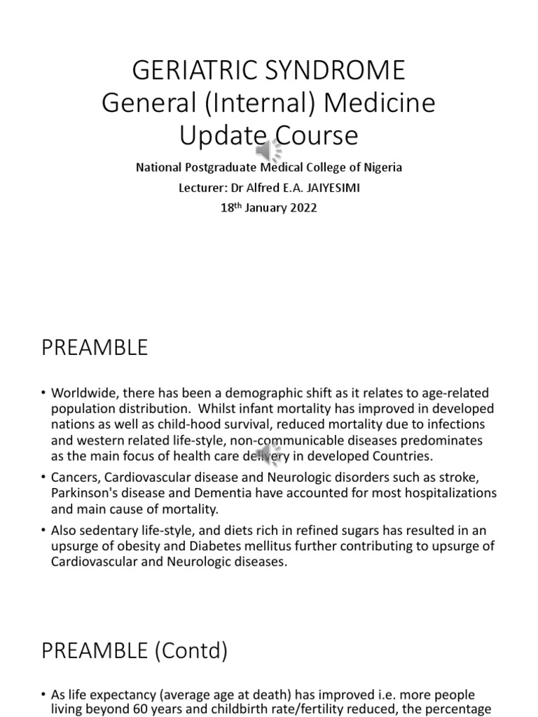 Geriatric Syndromes | PDF | Geriatrics | Physical Therapy