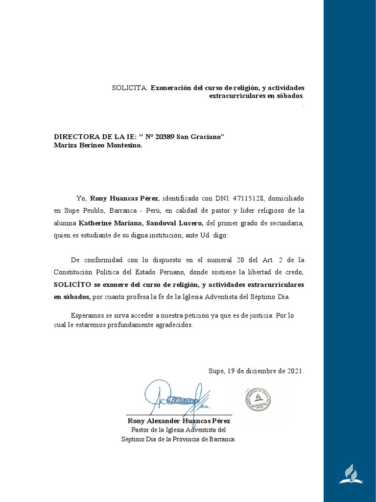 Solicitud de Exoneración MODELO | PDF