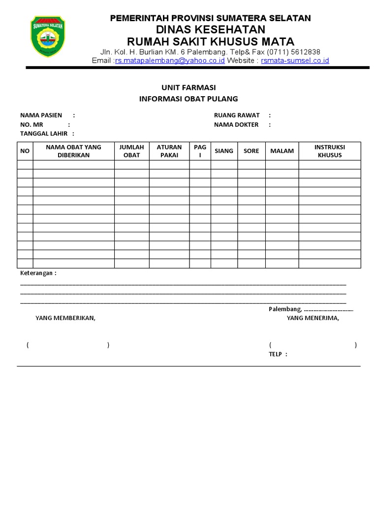 Form Obat Pulang | PDF