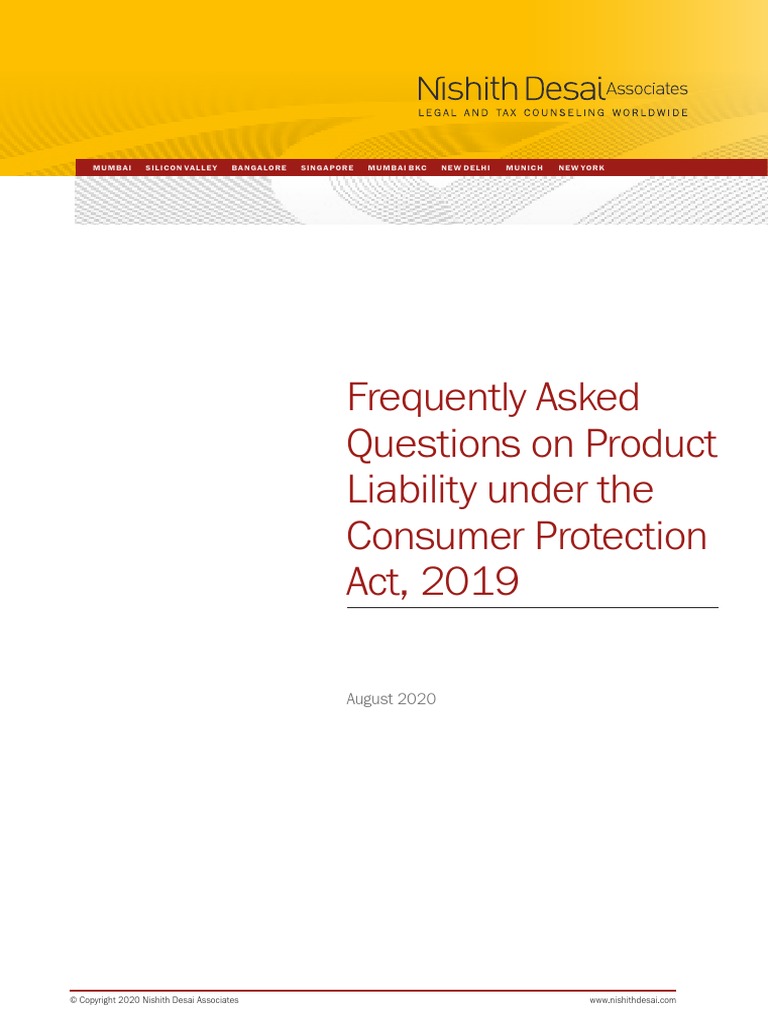 Frequently Asked Questions On Product Liability Under The Consumer ...