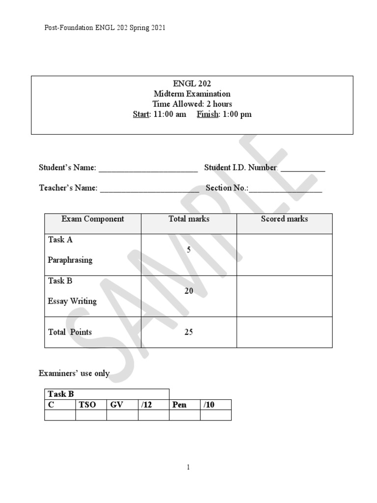 ENGL 202 Midterm Exam Guide | PDF | Test (Assessment) | Adolescence