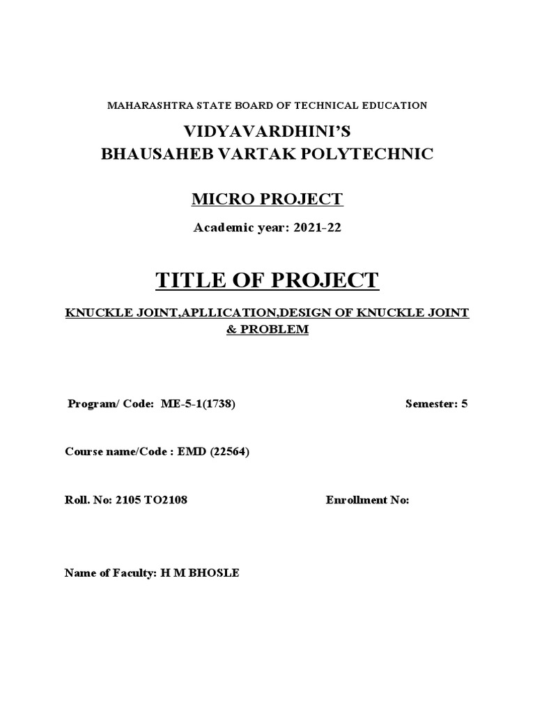 2105-2108 Emd Micro-Project | PDF | Mechanical Engineering